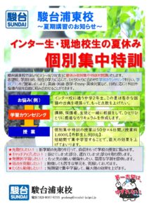 インター生向け夏休み個別集中授業のお知らせ｜駿台浦東校 | 駿台海外校